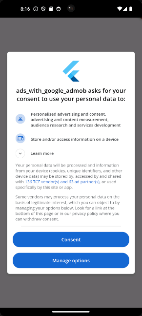 Flutter Consent Messages with Google Admob - OnlyFlutter